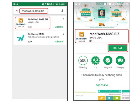 Hướng dẫn cài đặt phần mềm MobiWork DMS.BIZ