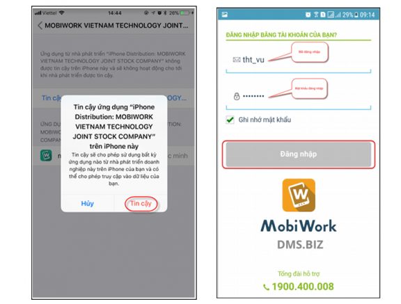 Hướng dẫn cài đặt phần mềm MobiWork DMS.BIZ